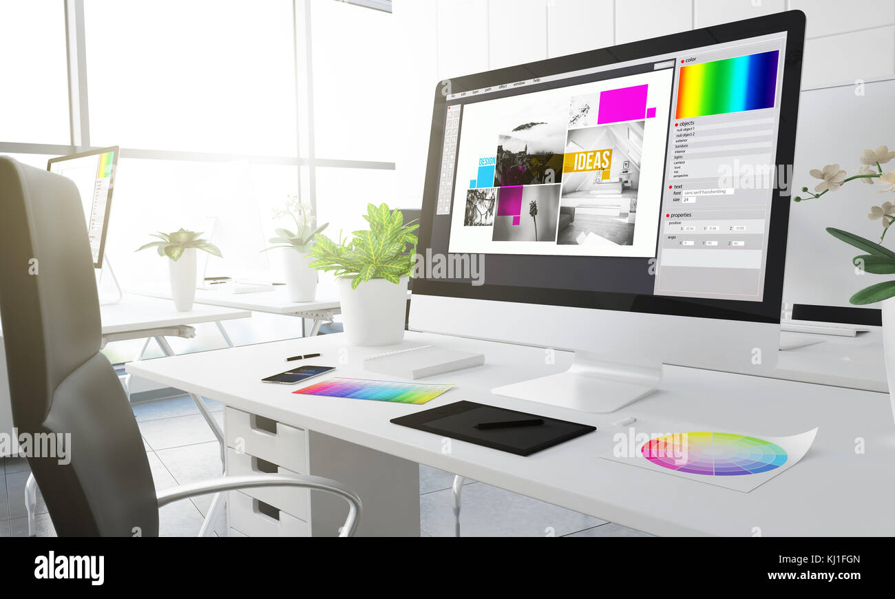 typesetting design studio 3d rendering Stock Photo - Alamy