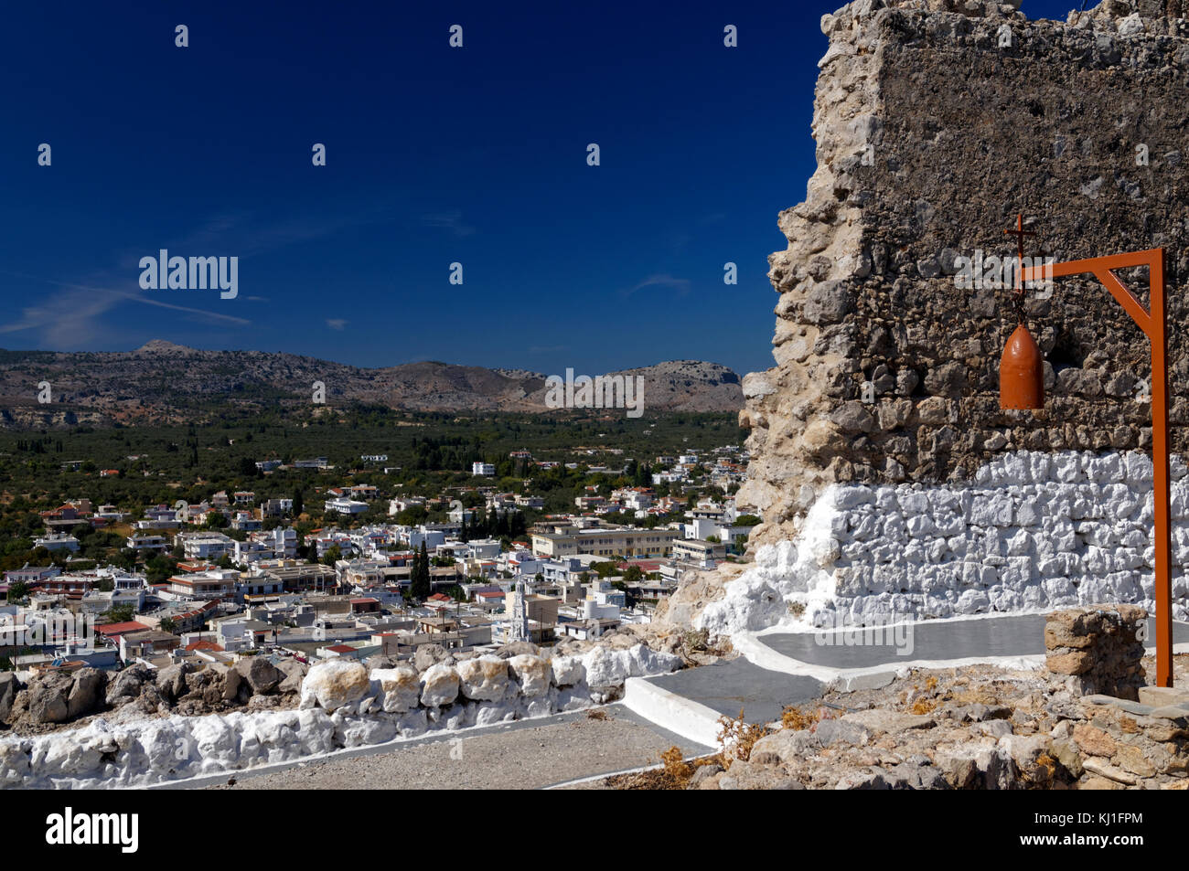View of Archangelos from Archangelos castle, Rhodes, Dodecanese islands ...
