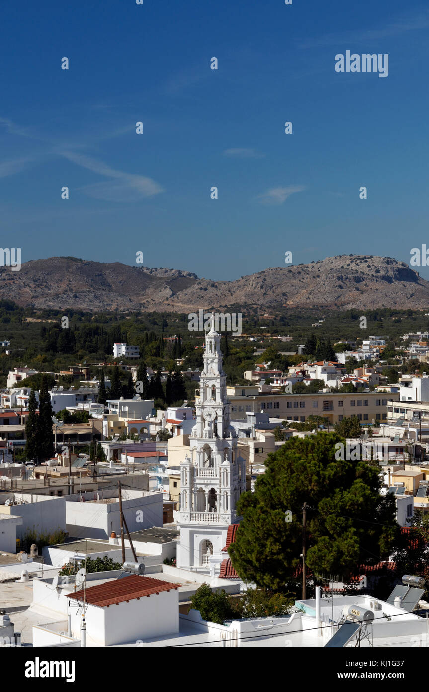 View of Archangelos and The church of the Archangel Michael, Rhodes ...