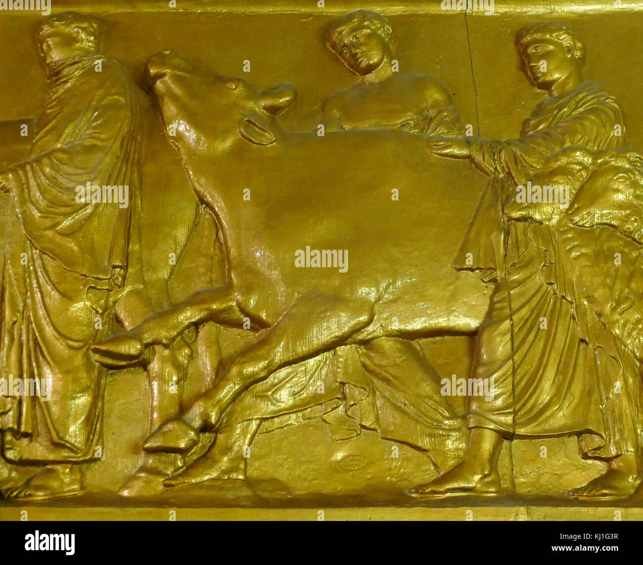 Gilded 19th century replica of the Parthenon frieze. The Frieze was a ...
