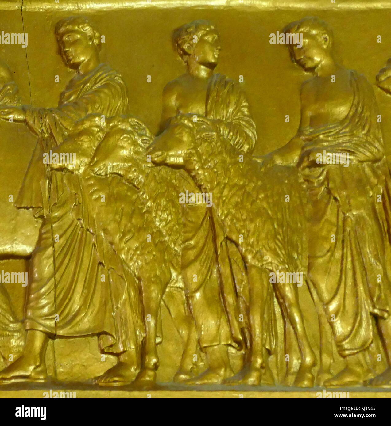 Gilded 19th century replica of the Parthenon frieze. The Frieze was a ...