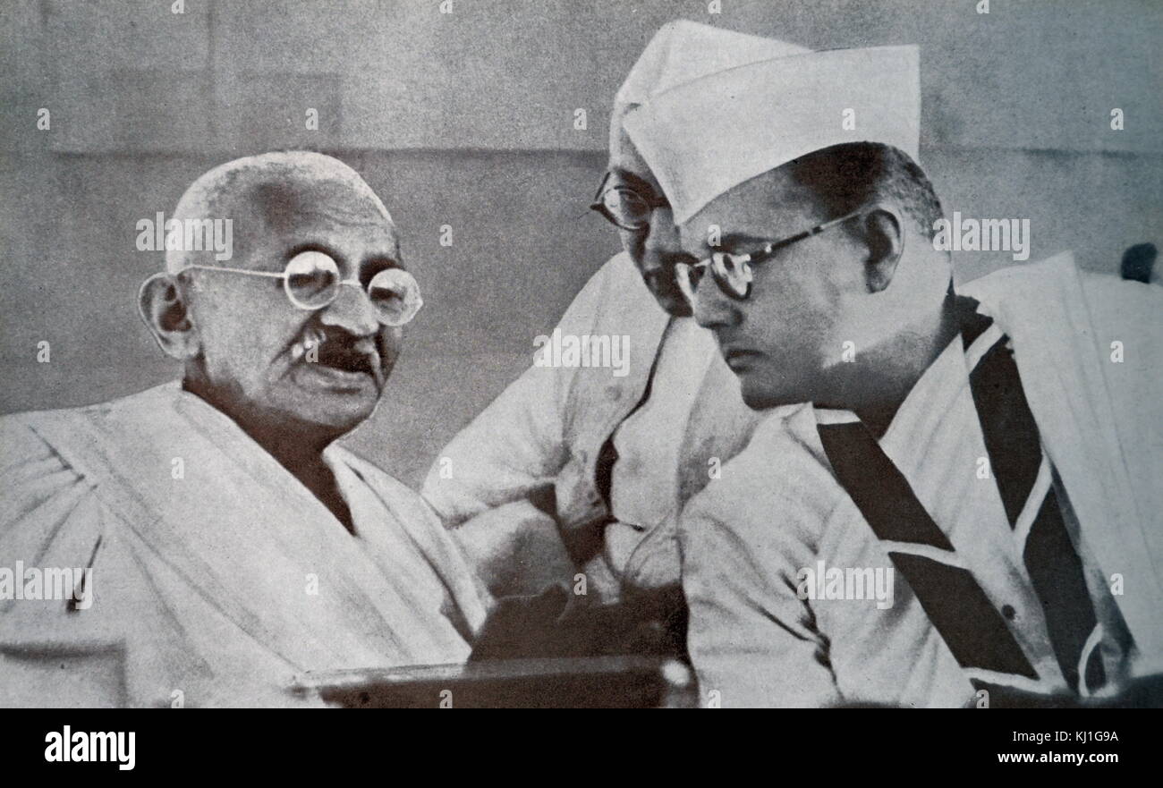Mohandas K. Gandhi and Subhas Bose, prominent leaders of Indian Freedom ...