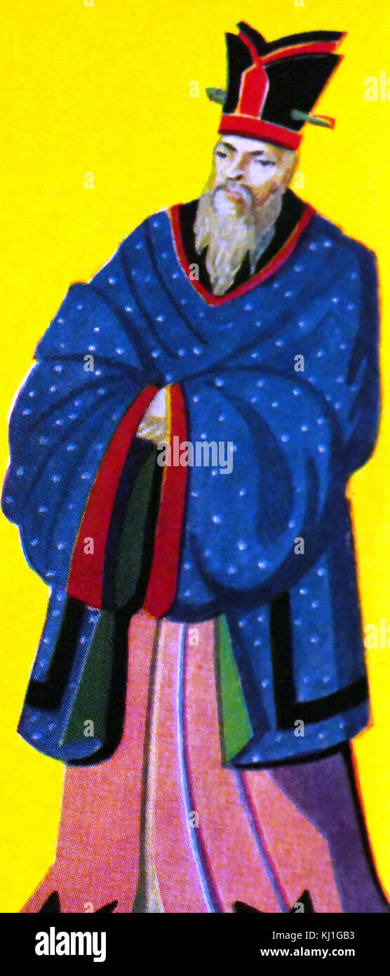 1950's English illustration depicting Confucius (551 BC – 479 BC), a ...