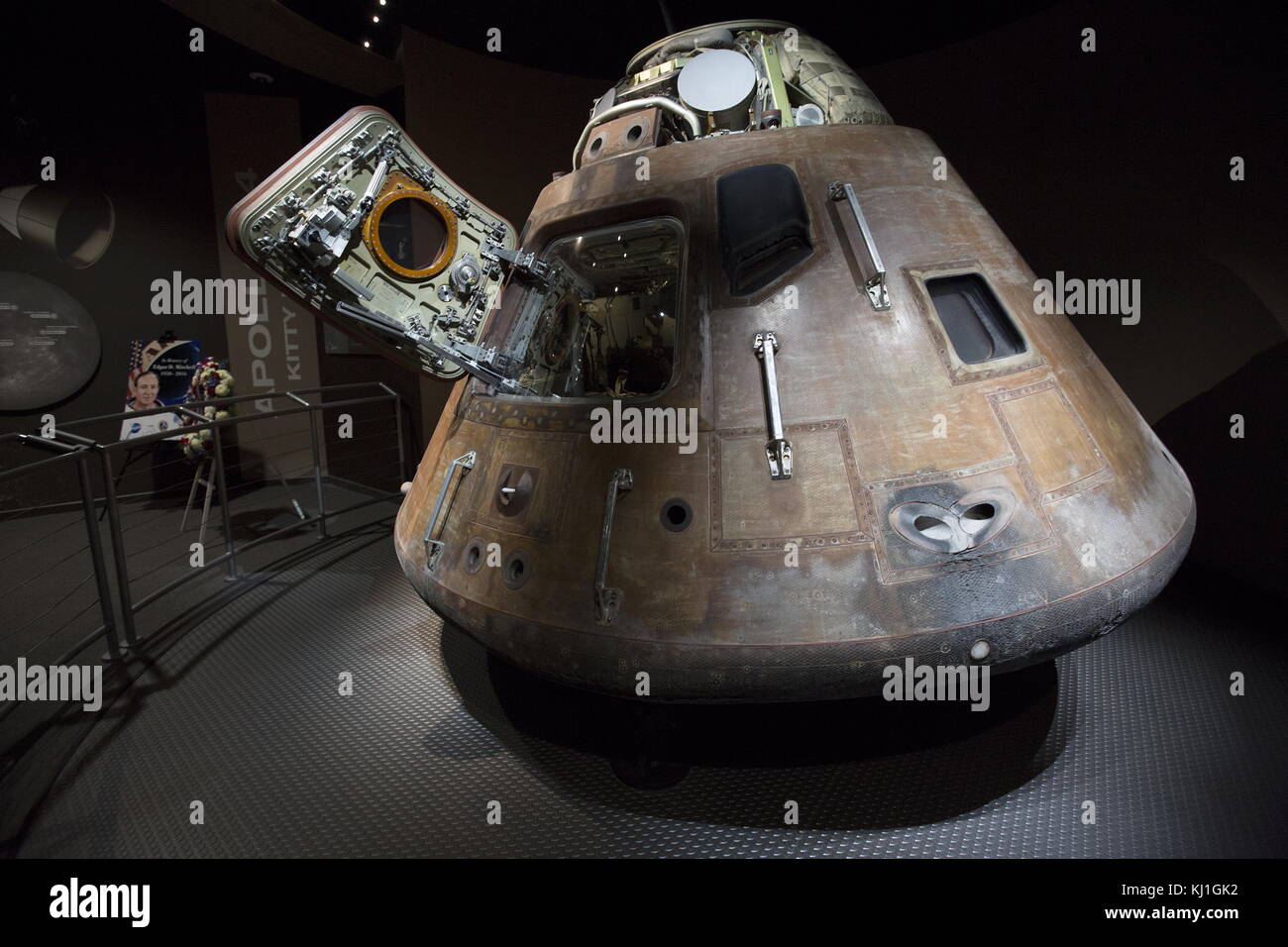 Apollo 14 command module exhibit following a ceremony to honour the ...
