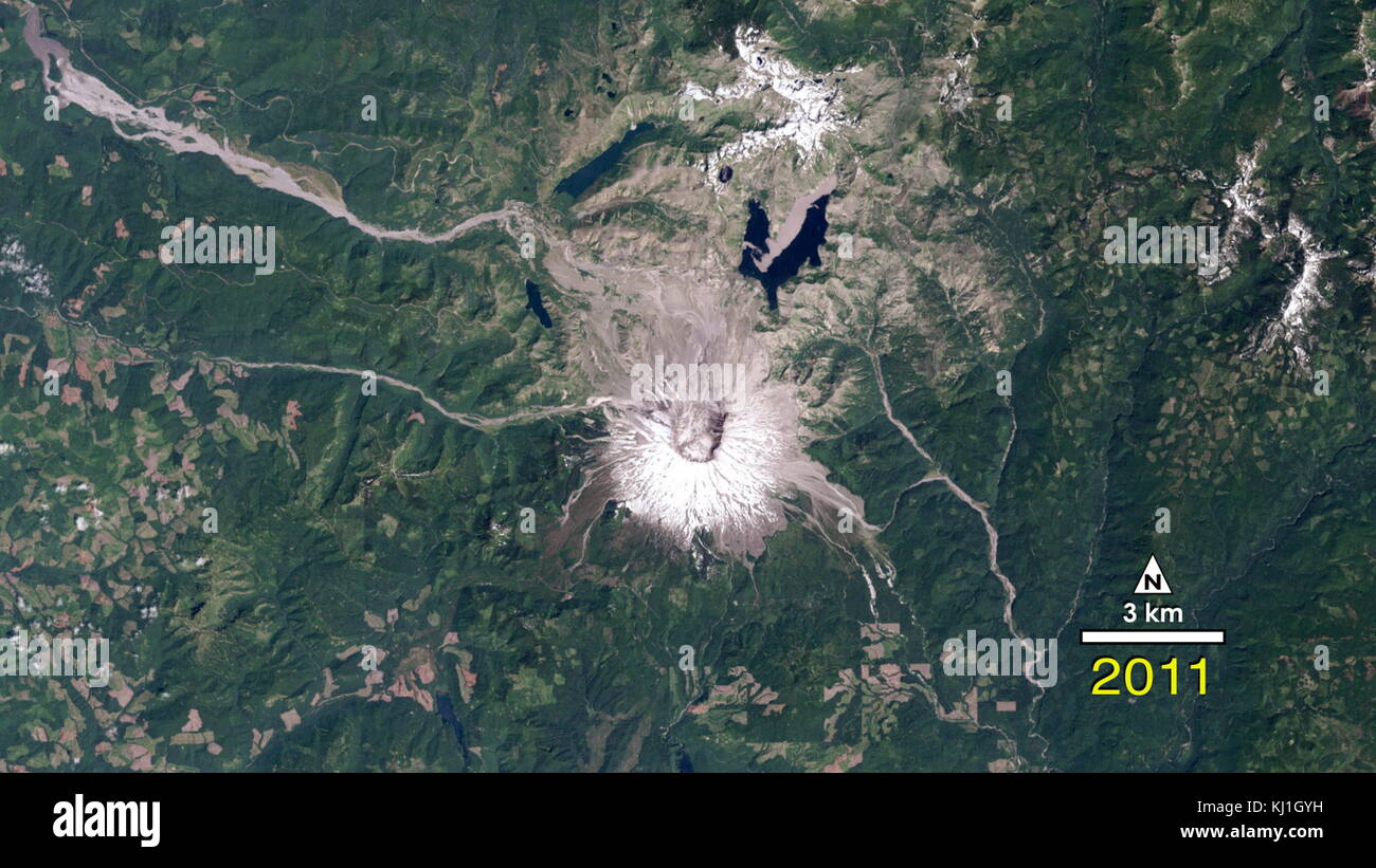 Site of the Mount St Helens Volcanic eruption, as it appeared in 2010 ...