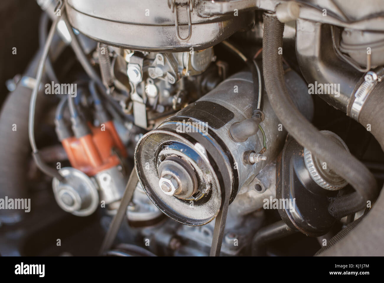 Close-up view of retro car engine Stock Photo - Alamy
