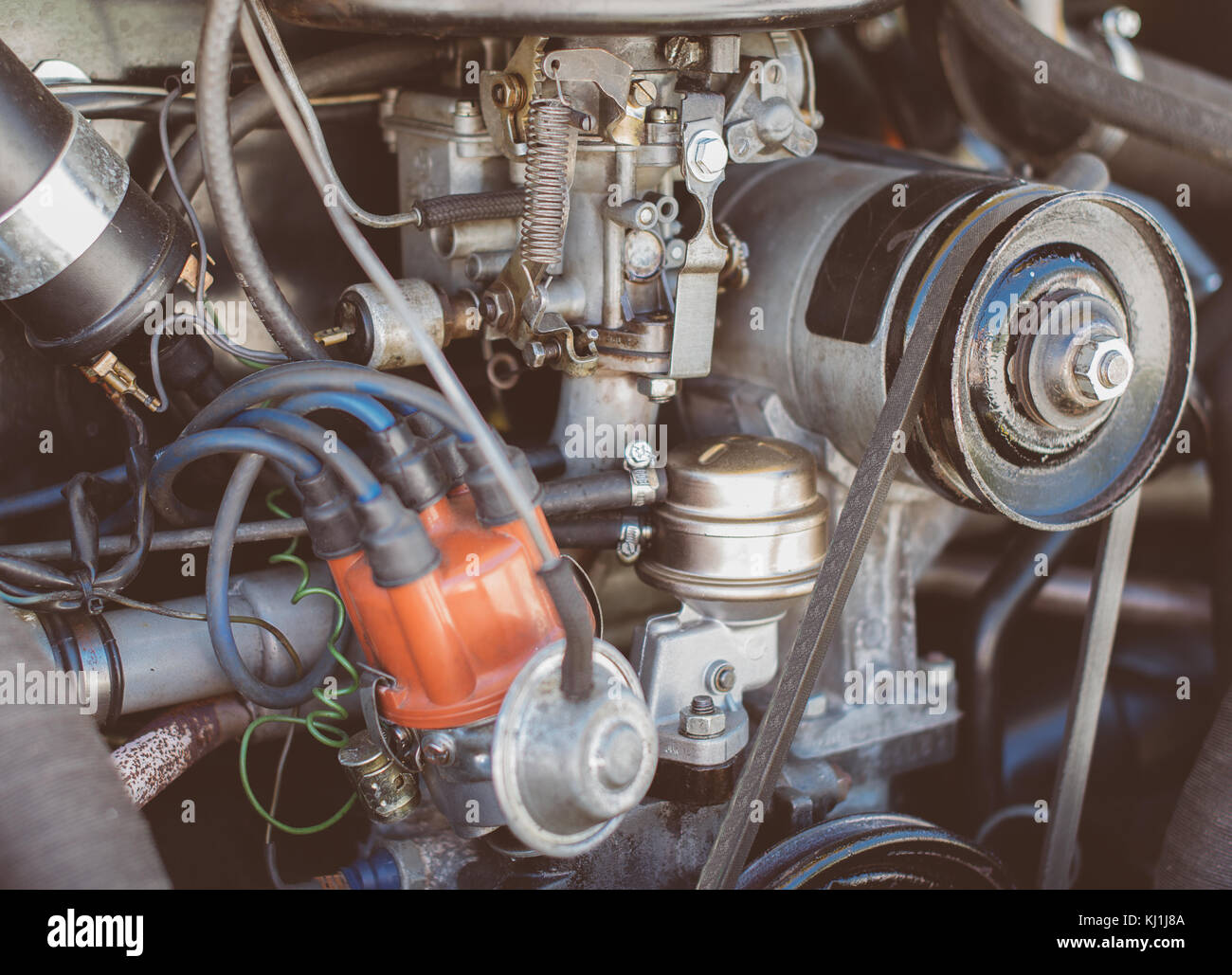 Close-up view of retro car engine Stock Photo - Alamy