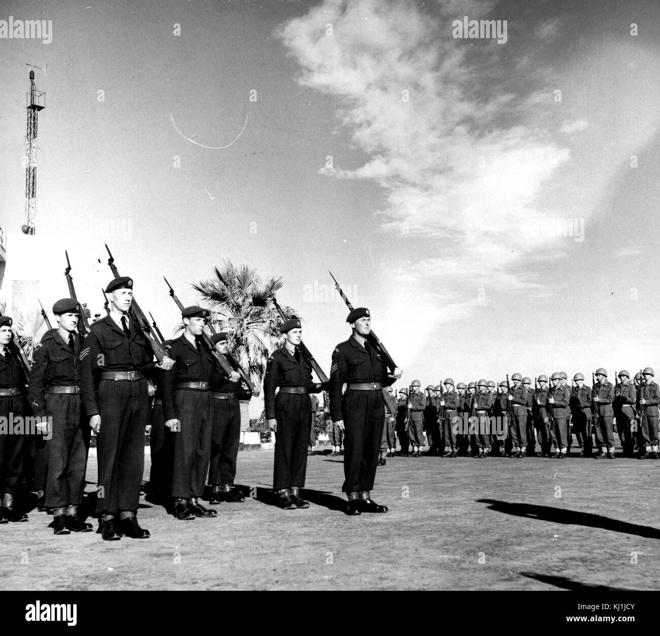 Photograph of a contingent of the United Nations Emergency Force taking ...