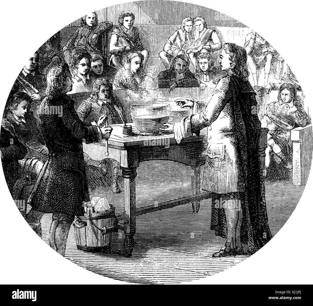 Engraving depicting Joseph Black lecturing on latent heat at Glasgow ...