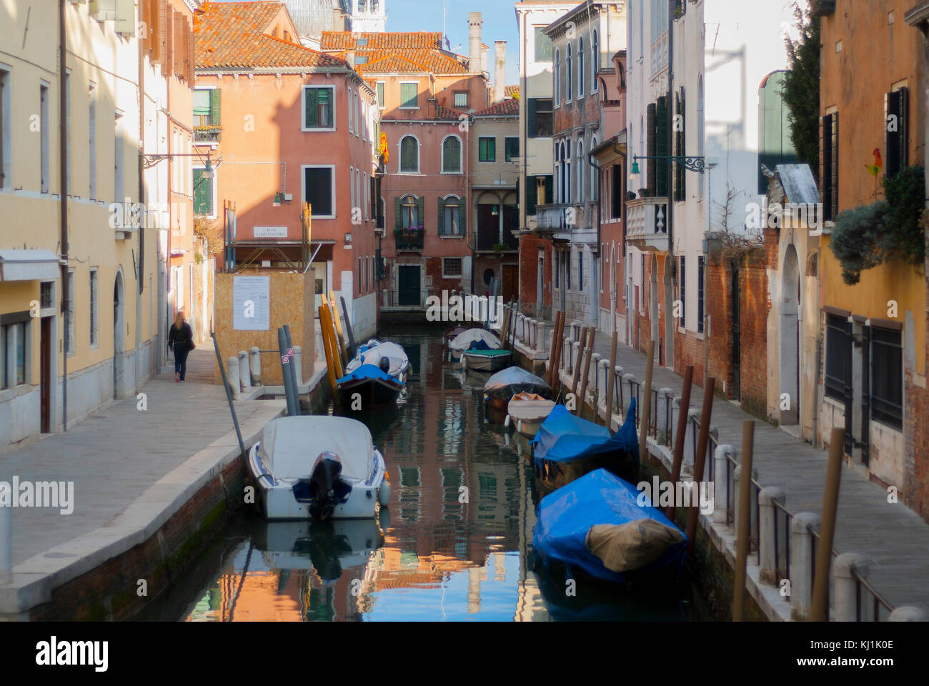 VENICE-MARCH 7:Venice canal with boats and typical buildings,Venice ...