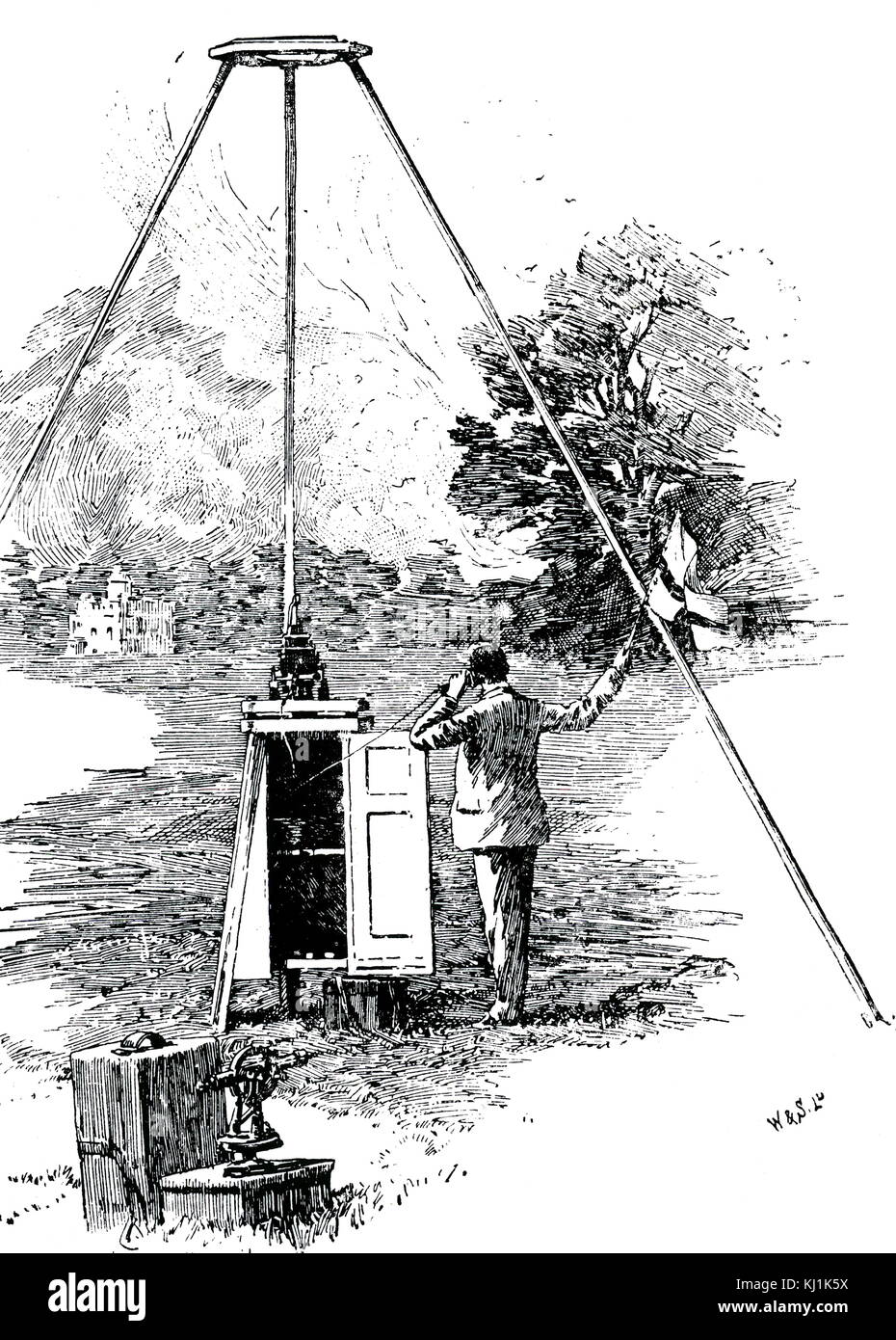 Engraving depicting a man, at Kew Observatory, taking a photographic ...