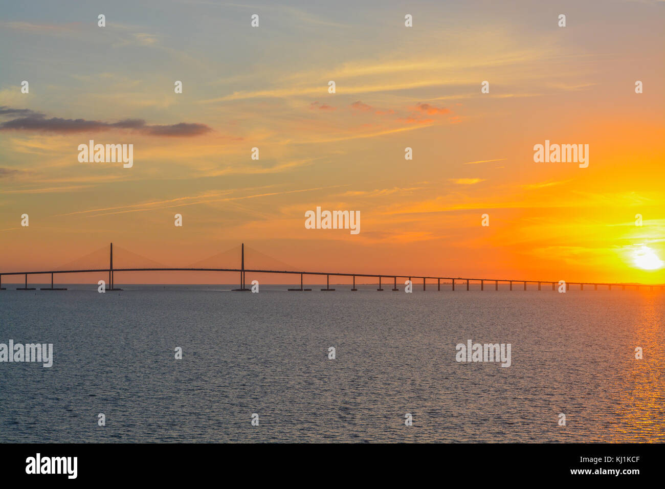 Sunshine Skyway Bridge Silhouette on Tampa Bay, Florida Stock Photo - Alamy