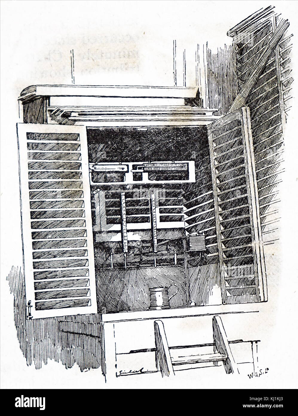 Engraving depicting a thermometer screen at the Kew Observatory. Dated ...