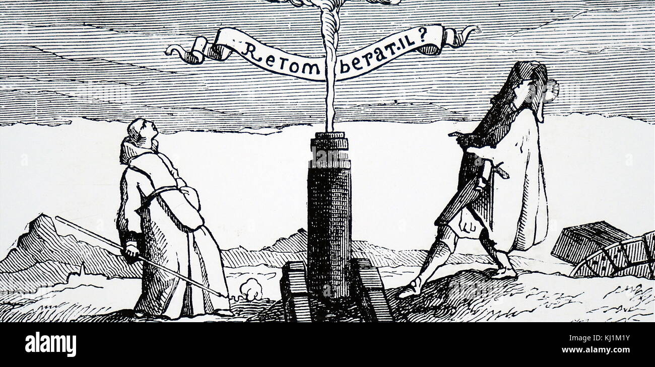 Engraving depicting Marin Mersenne performing an experiment to prove ...