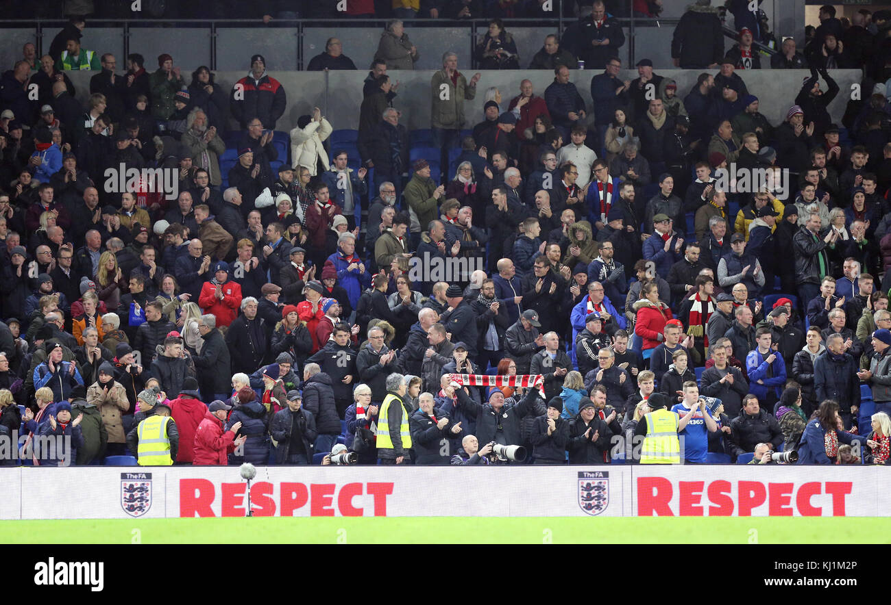 Stoke City fans in the stands during the Premier League match at the ...