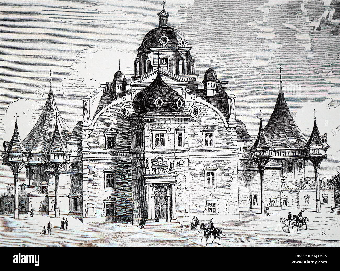 Engraving depicting Tycho Brahe's Observatory in Uraniborg, a school in ...