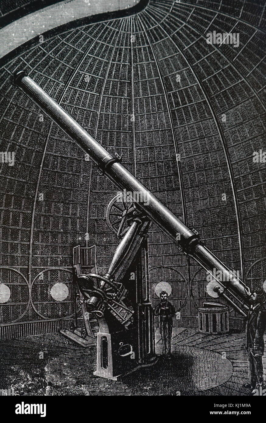 Engraving depicting an astronomer and his assistant observing Mercury ...