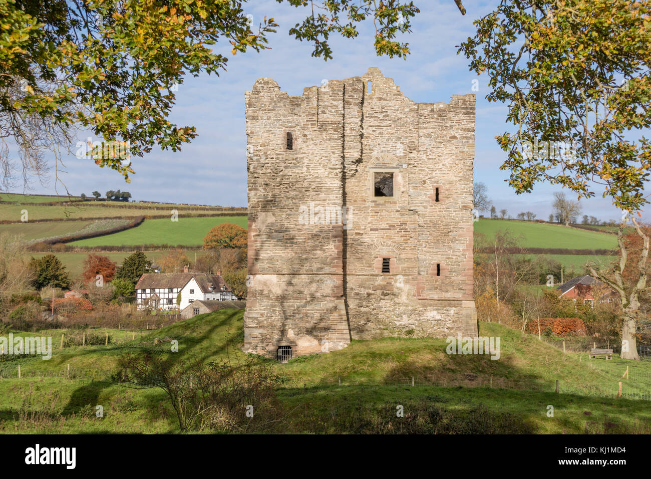 Hopton Castle in autumn light, Hopton Castle, shropshire, England, UK ...