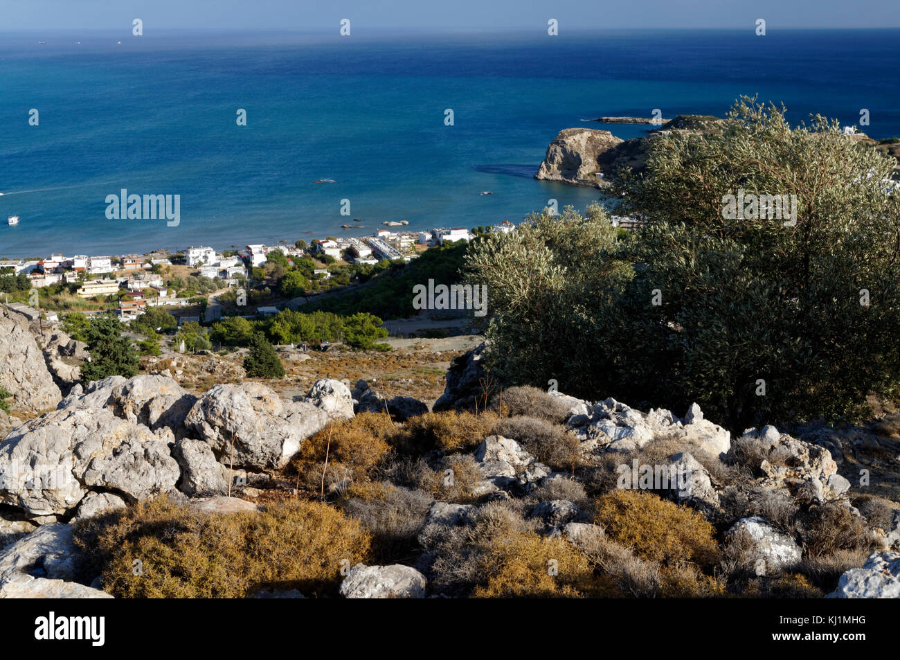 The seaside village of Stegna from above, Archangelos, Rhodes ...