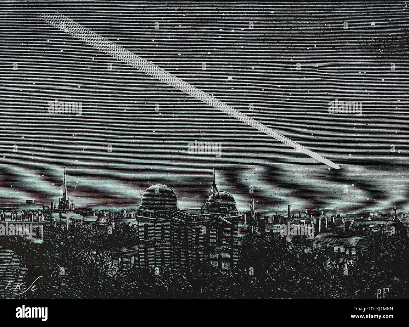 Engraving depicting the Great Comet of 1843. Dated 19th Century Stock ...
