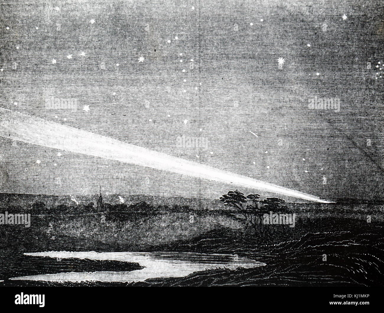 Engraving depicting the Great Comet of 1843. Dated 19th Century Stock ...