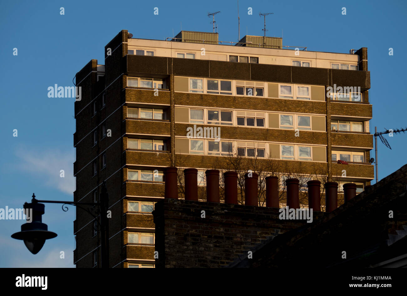 Old social housing council tower block in Tower Hamlets,London,UK Stock ...