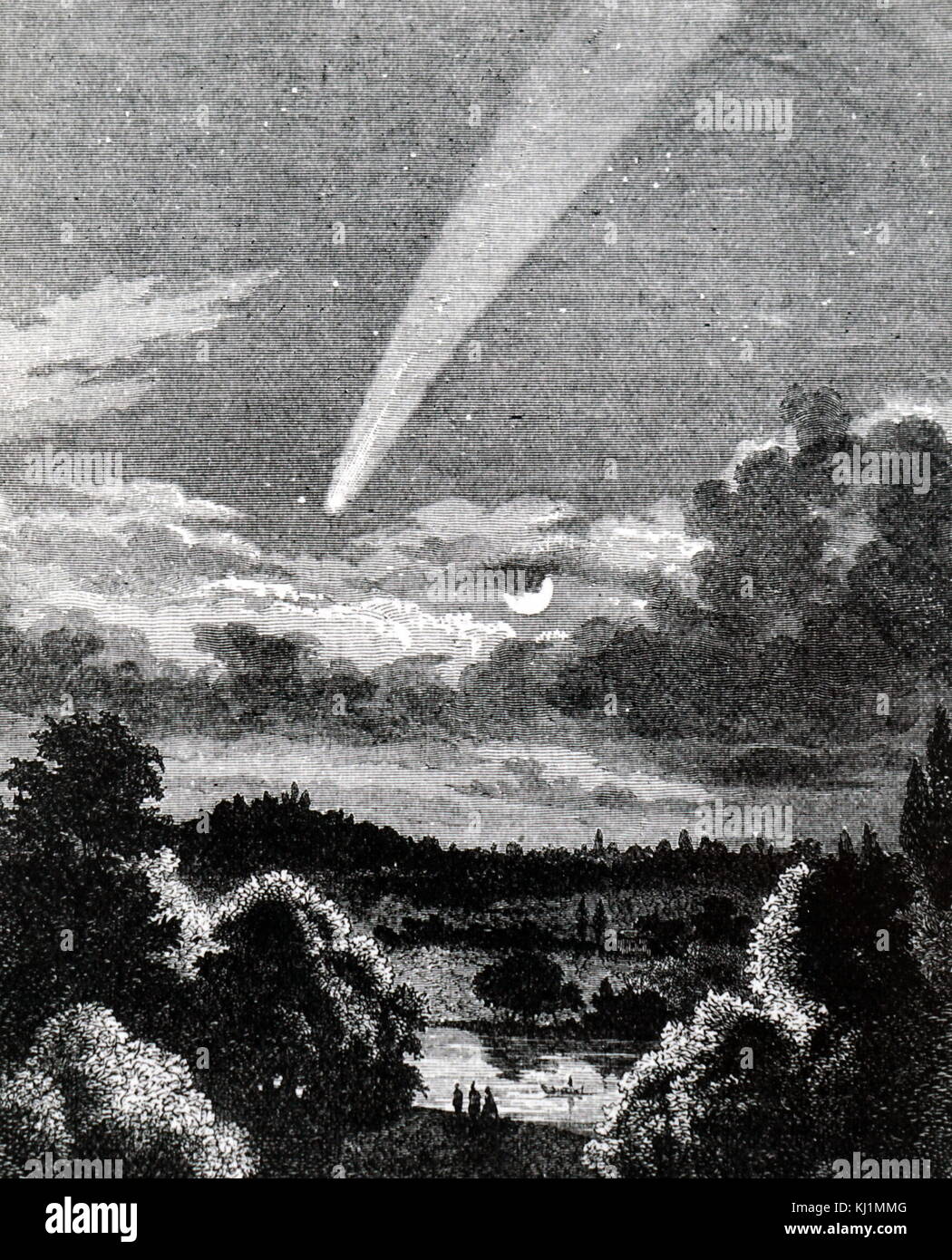 Engraving depicting the Great Comet of 1843. Dated 19th Century Stock ...