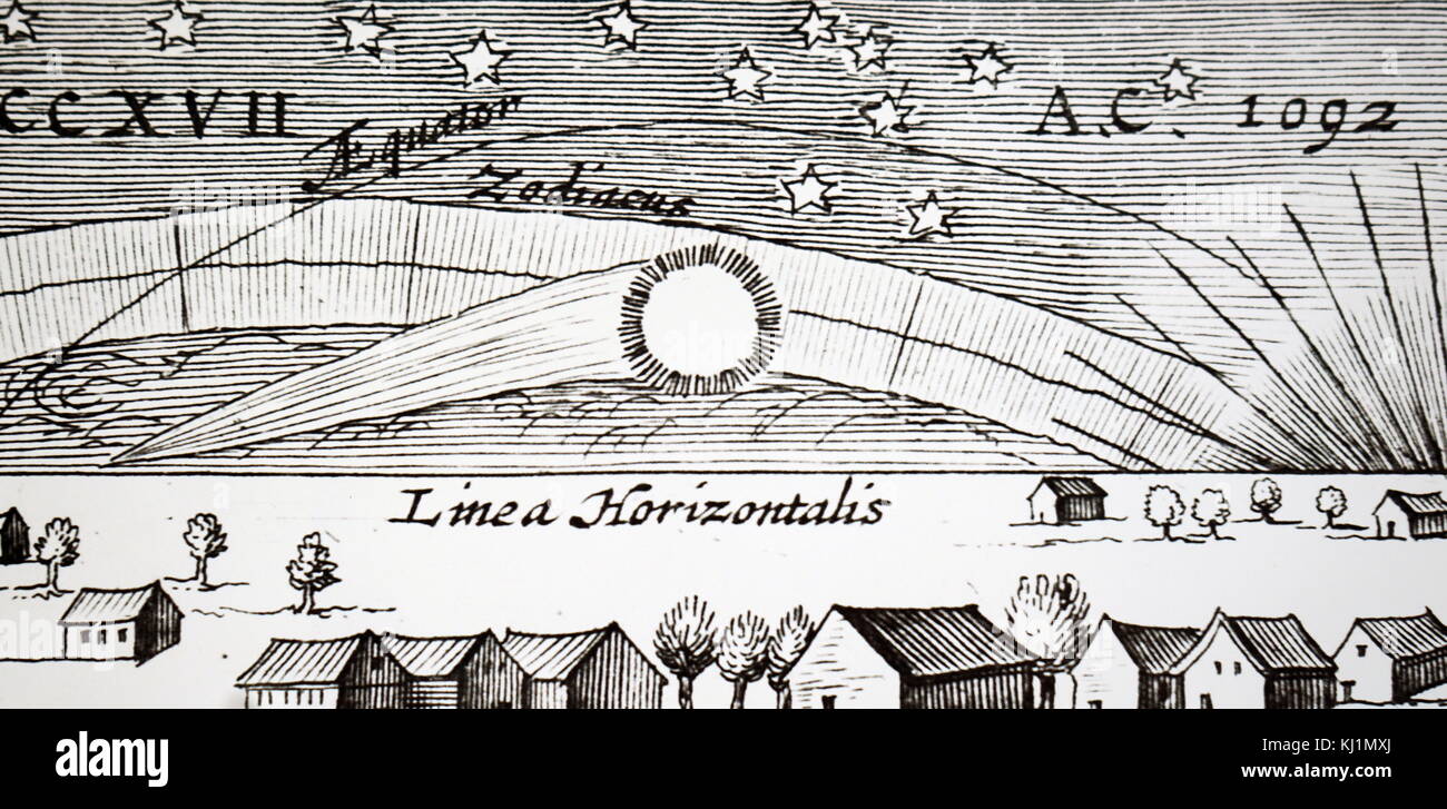 Woodblock print depicting the 'Chinese' Comet of 1092. Dated 17th ...