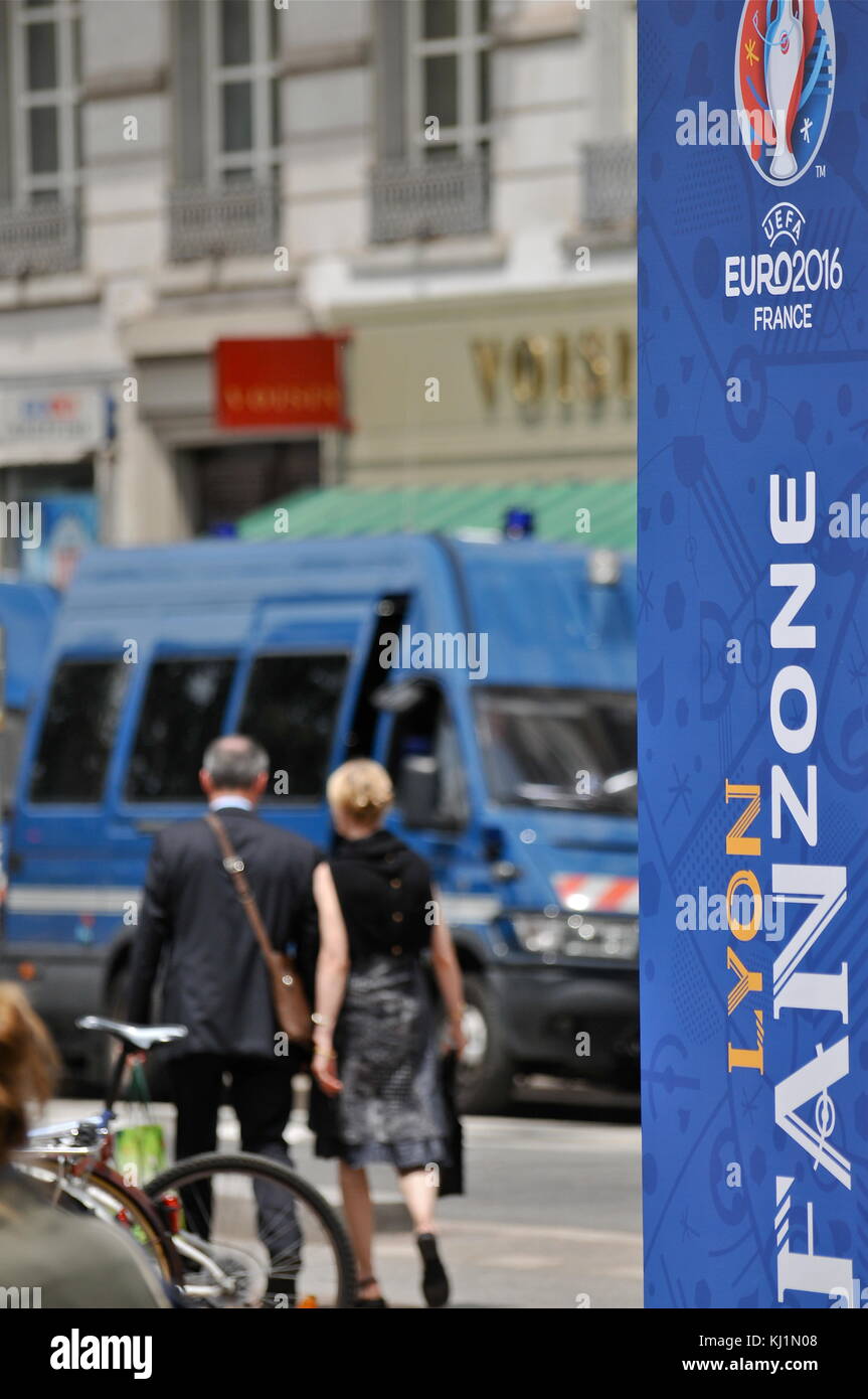 EURO 2016: general view of Lyon fan zone at Bellecour square, Lyon ...