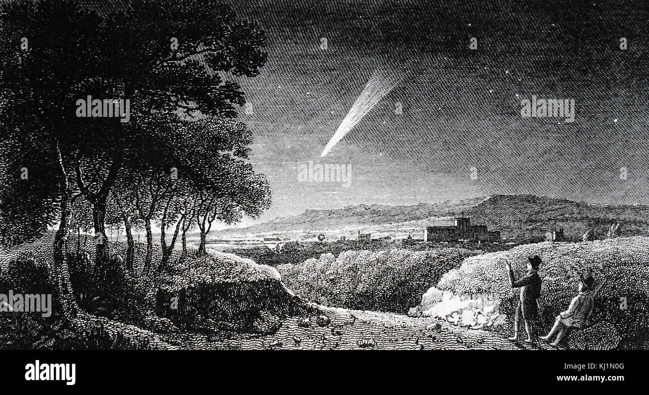 Engraving depicting the Great Comet of 1811 as seen at daybreak from ...