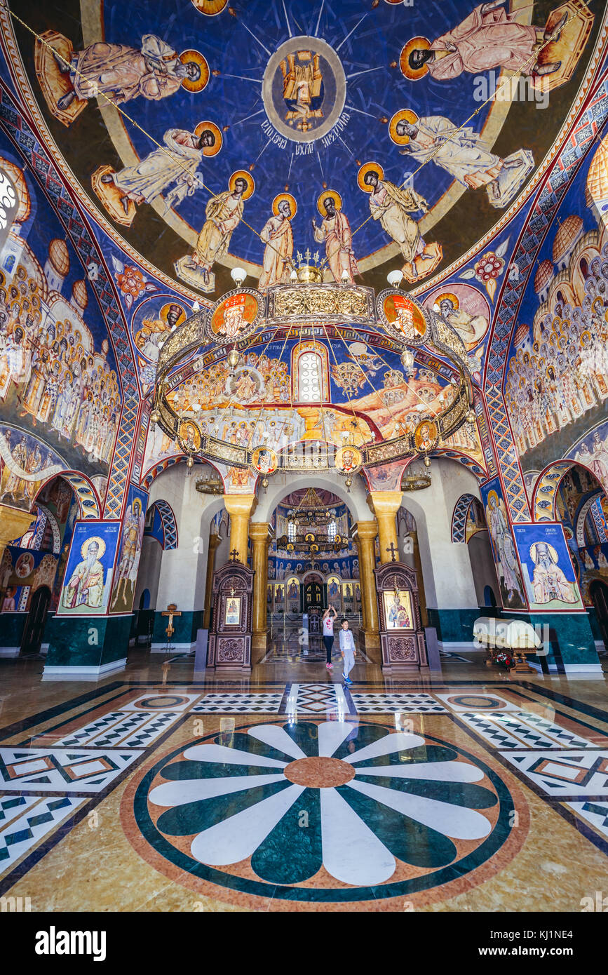 Interior of Saint Jovan Vladimir Orthodox temple in Bar coastal town in ...