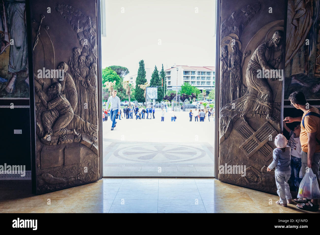 Bas relief door of Saint Jovan Vladimir Orthodox temple in Bar coastal ...