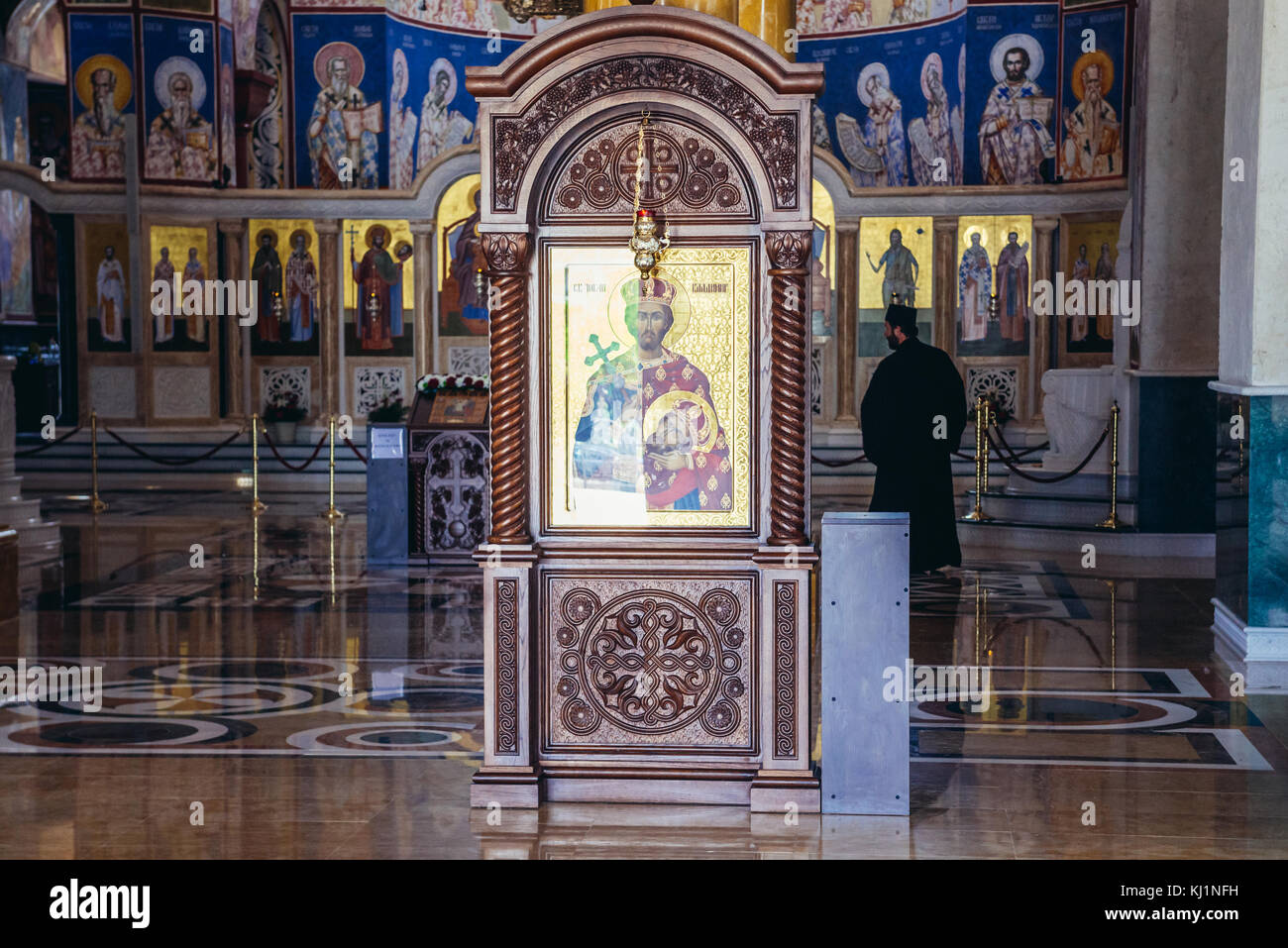 Inside the Saint Jovan Vladimir Orthodox temple in Bar coastal town in ...