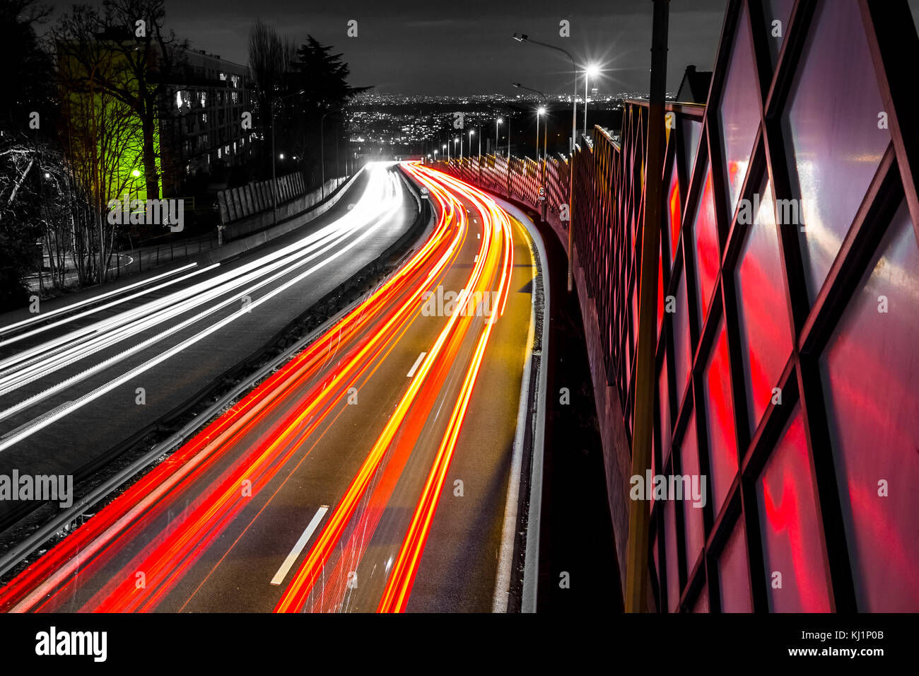 Arrival by nigth in Paris on N118 road Stock Photo - Alamy