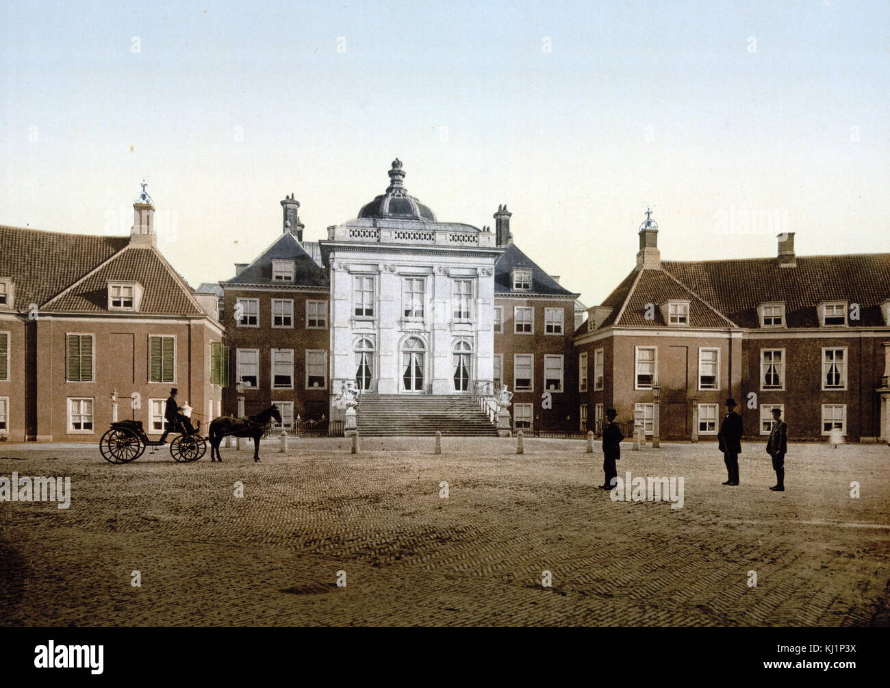 photomechanical print dated to 1900, depicting Huis ten Bosch (House in ...