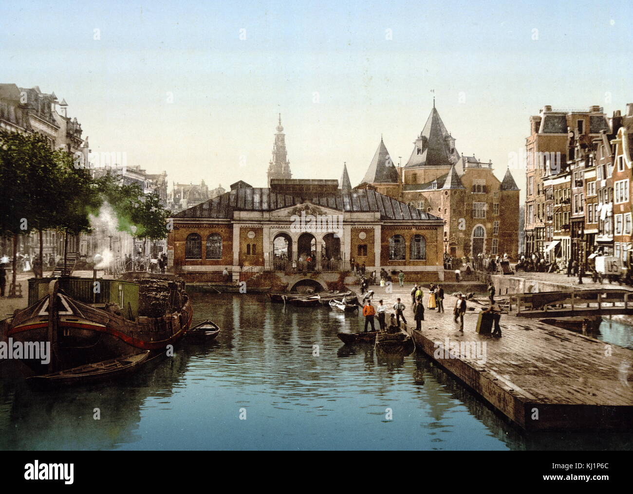 photomechanical print dated to 1900, depicting the Fish market and ...