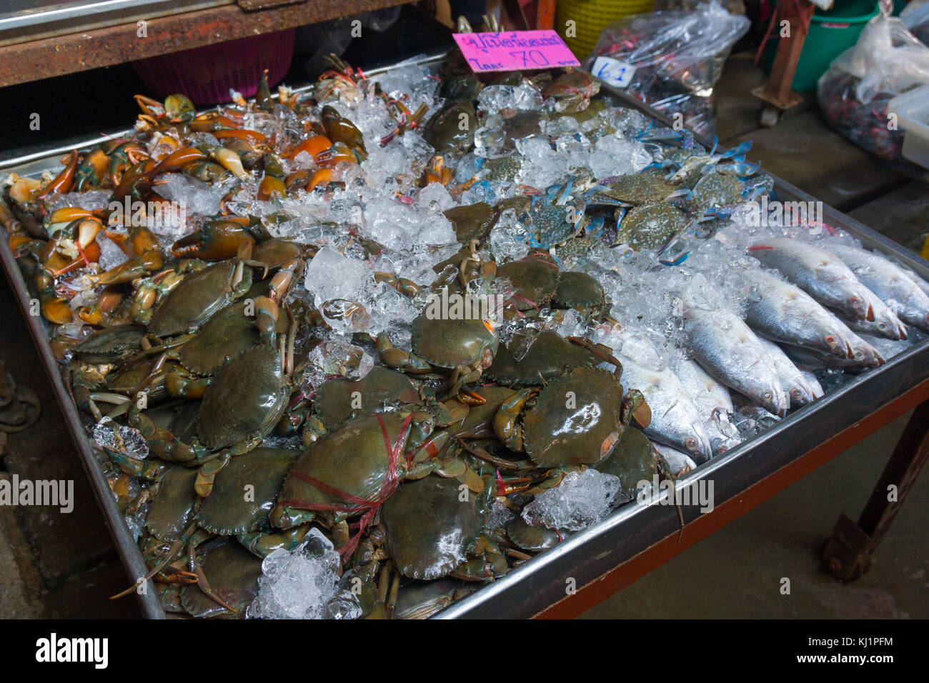 Fresh crabs and fish Stock Photo - Alamy