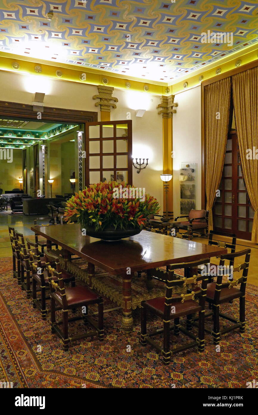 Meeting room inside the King David Hotel in Jerusalem, Israel. Opened ...