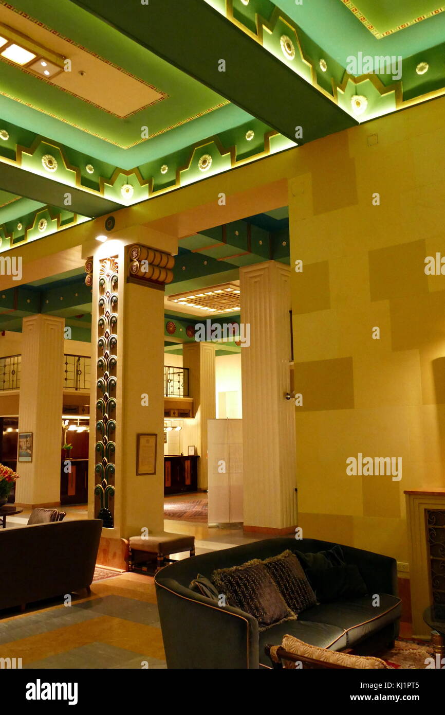 decorated room (detail), inside the King David Hotel in Jerusalem ...