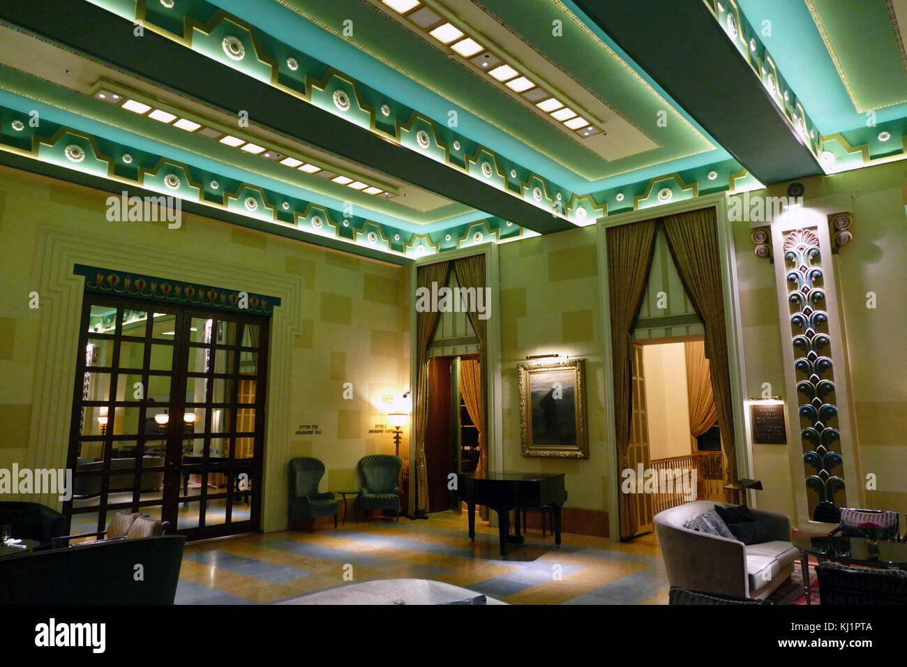 Meeting room inside the King David Hotel in Jerusalem, Israel. Opened ...