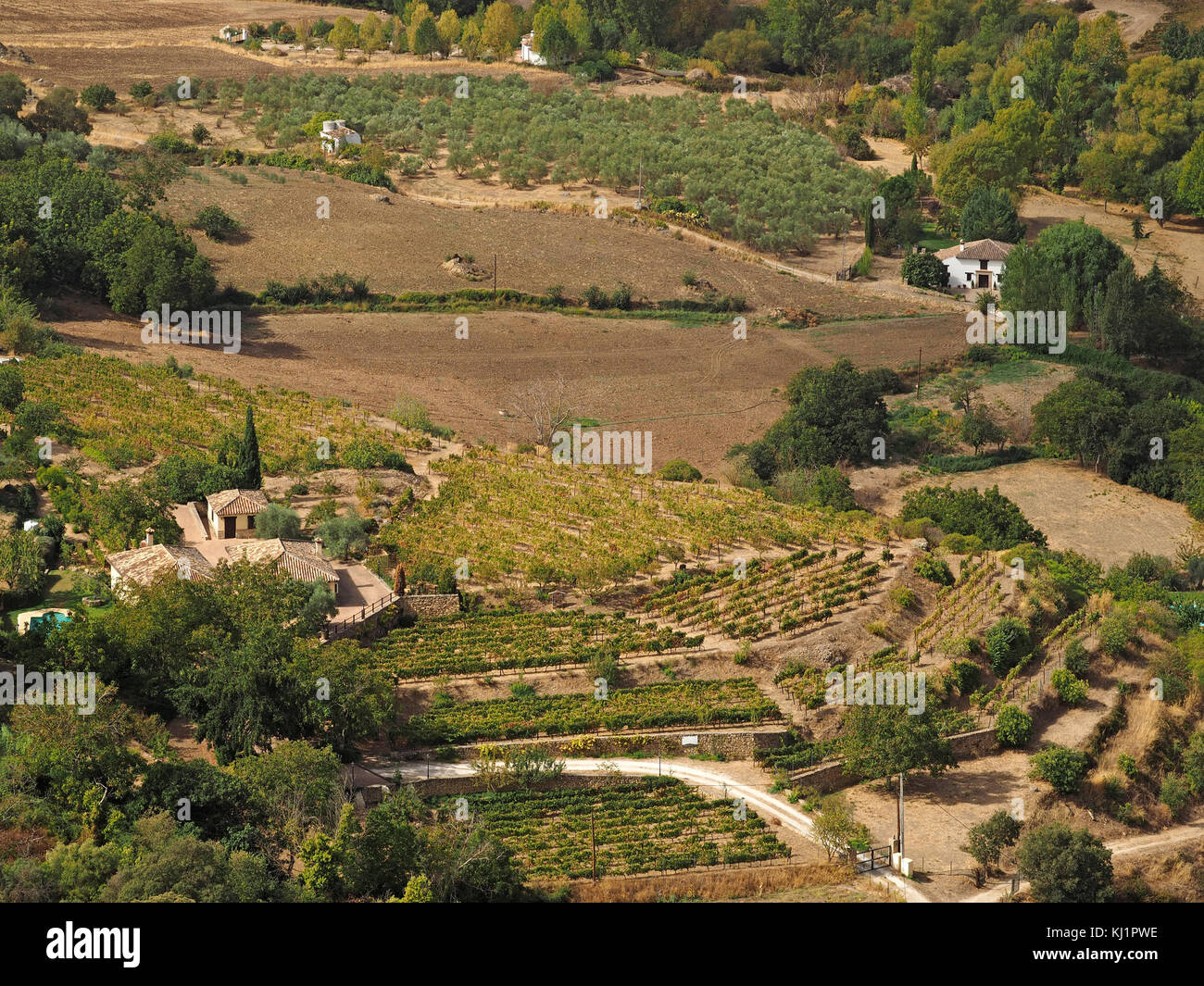 elevated view over surrounding farmland on the fertile plain from the ...