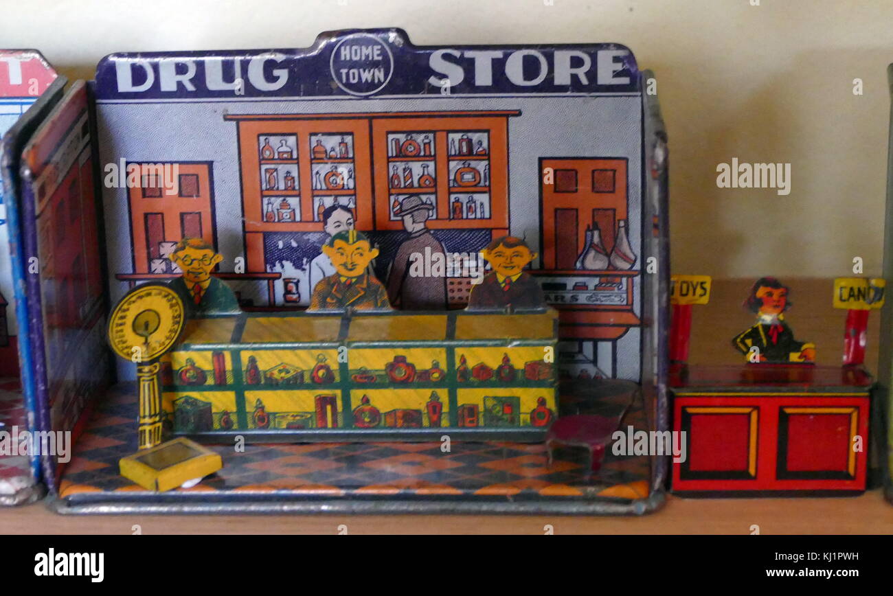Louis Marx 'Home Town' series of American tin shops for a Dolls Village ...