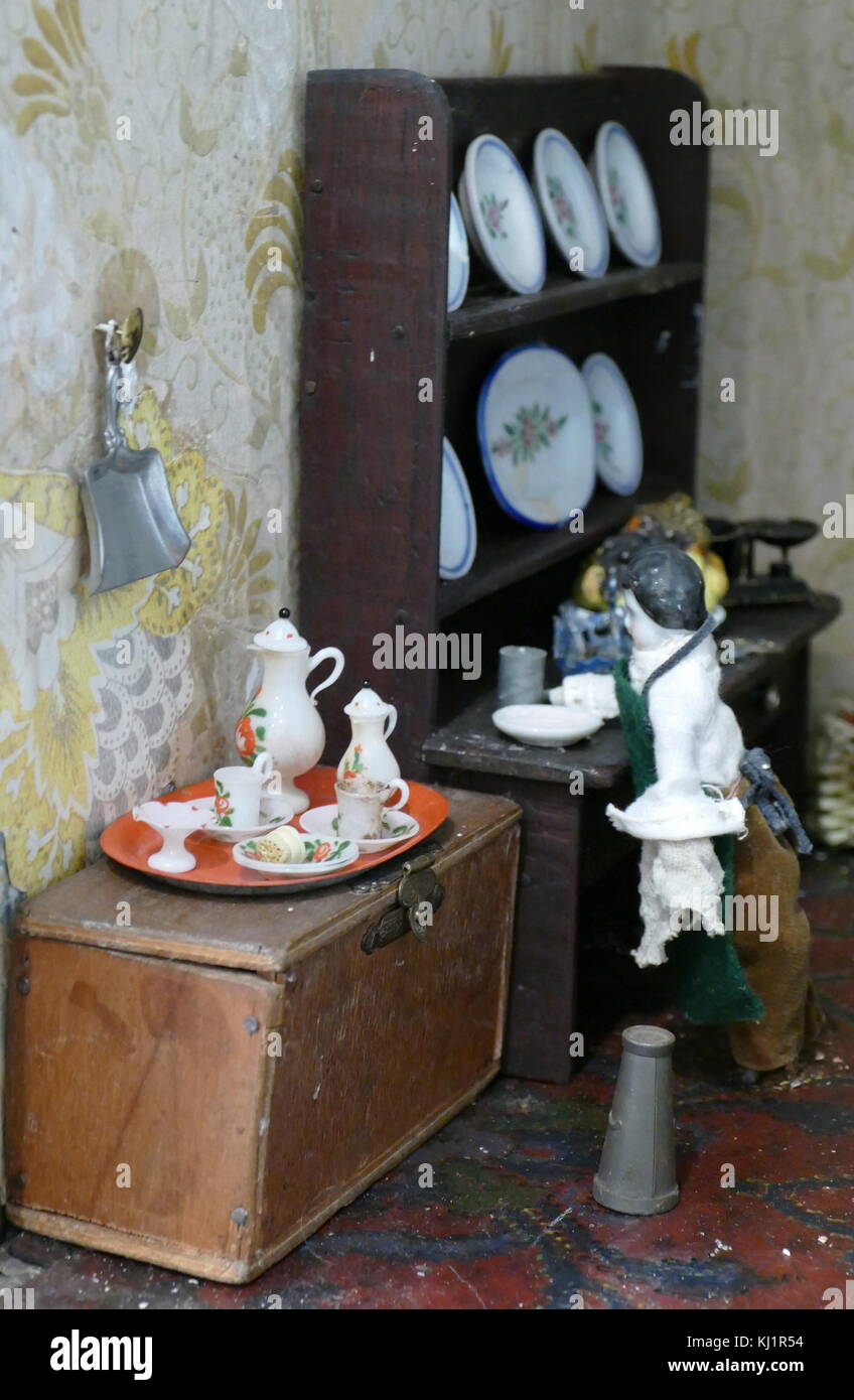 Interior of an early Victorian Dolls House (Tregear Manor, Cornwall ...