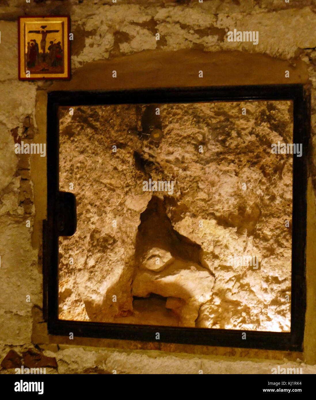 On the south side of the altar, is a stairway climbing to Calvary ...