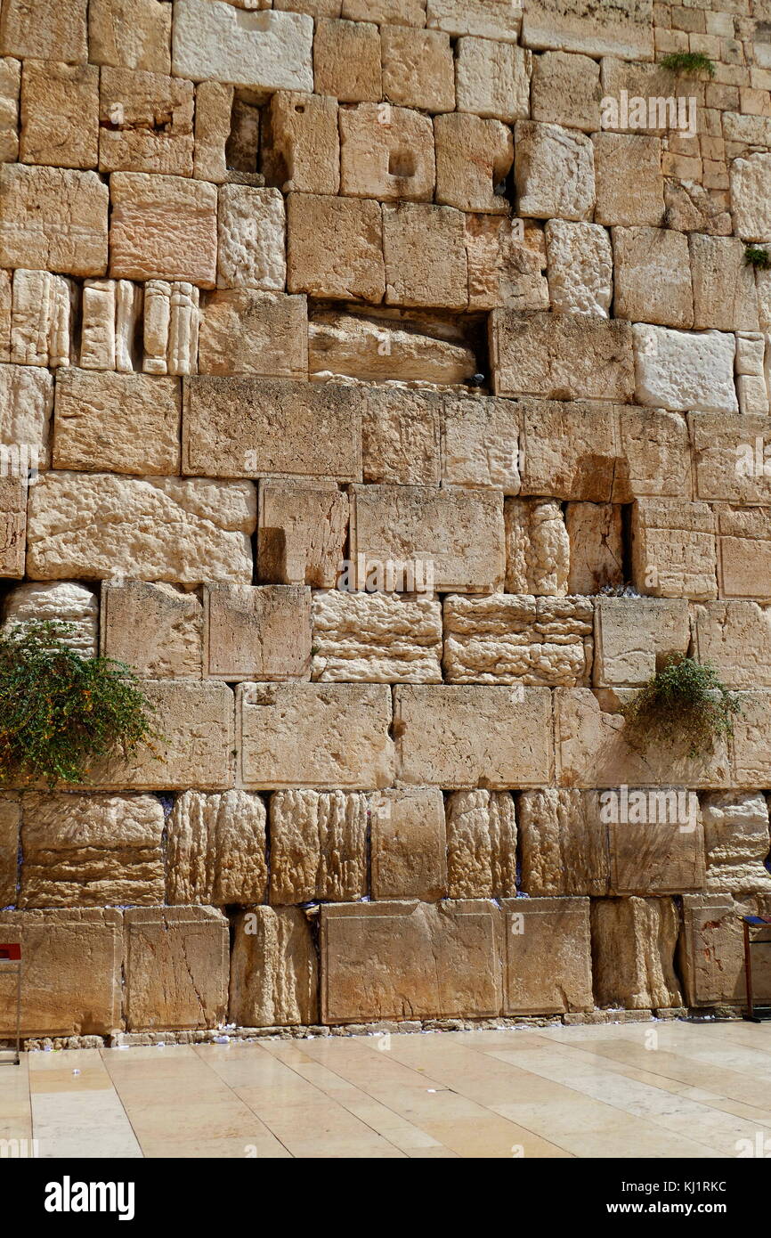 The Western Wall, Wailing Wall or Kotel; an ancient limestone wall in ...