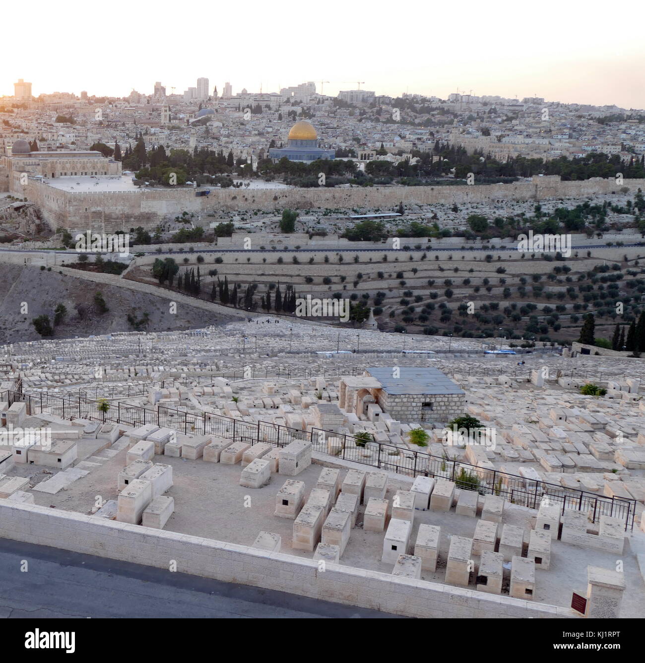 Mount of Olives view over Temple Mount and Mosques of Omar and El Aqsa ...