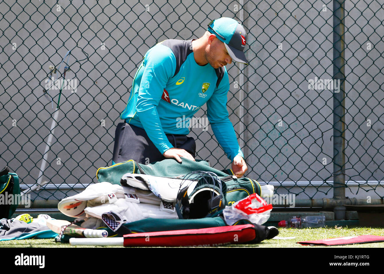 Australia's David Warner during a nets session at The Gabba, Brisbane ...