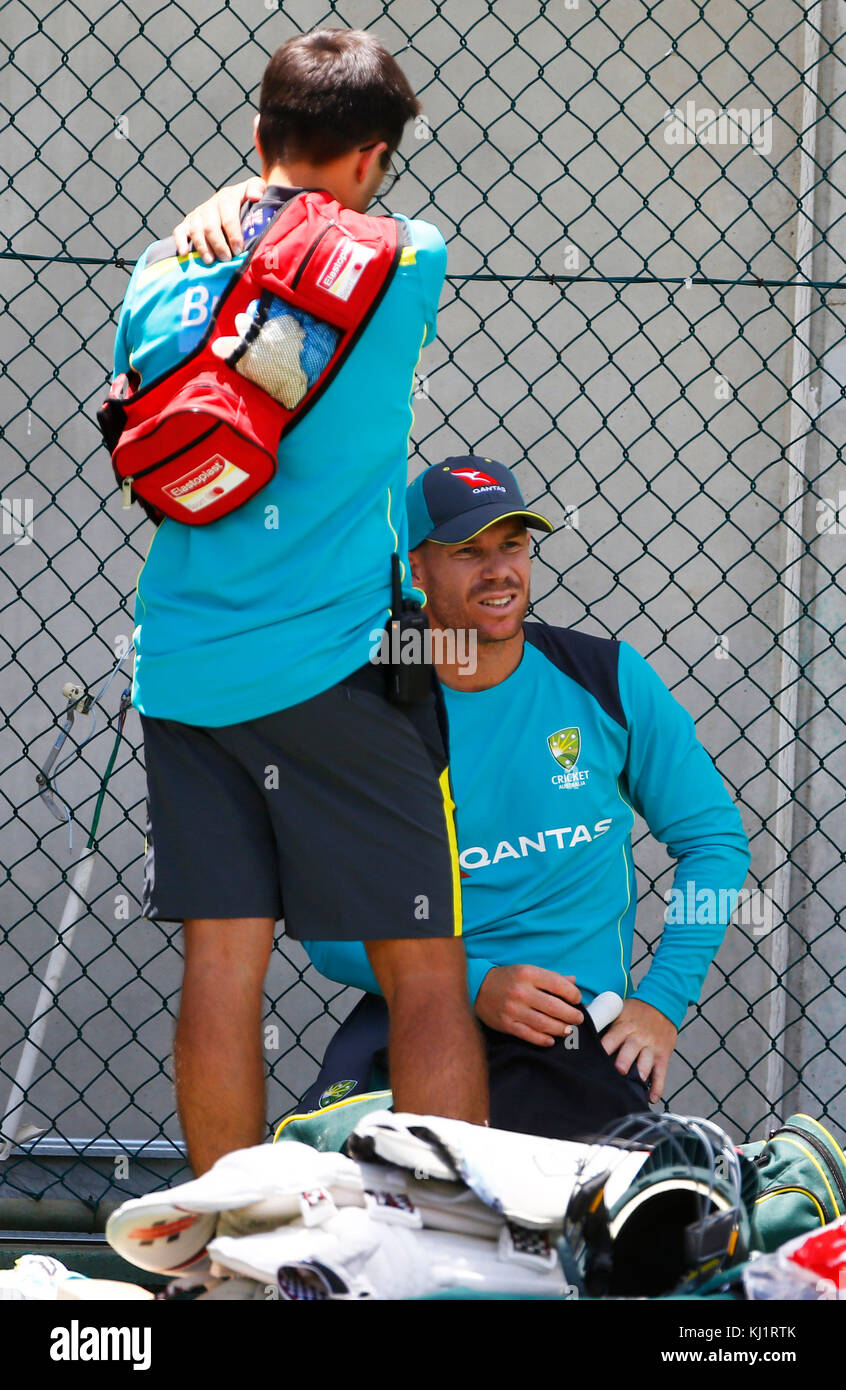 Australia's David Warner during a nets session at The Gabba, Brisbane ...