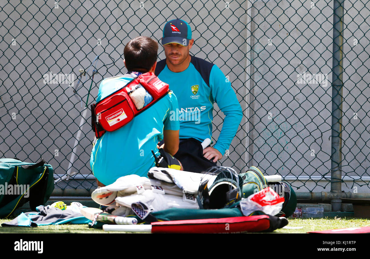 Australia's David Warner during a nets session at The Gabba, Brisbane ...