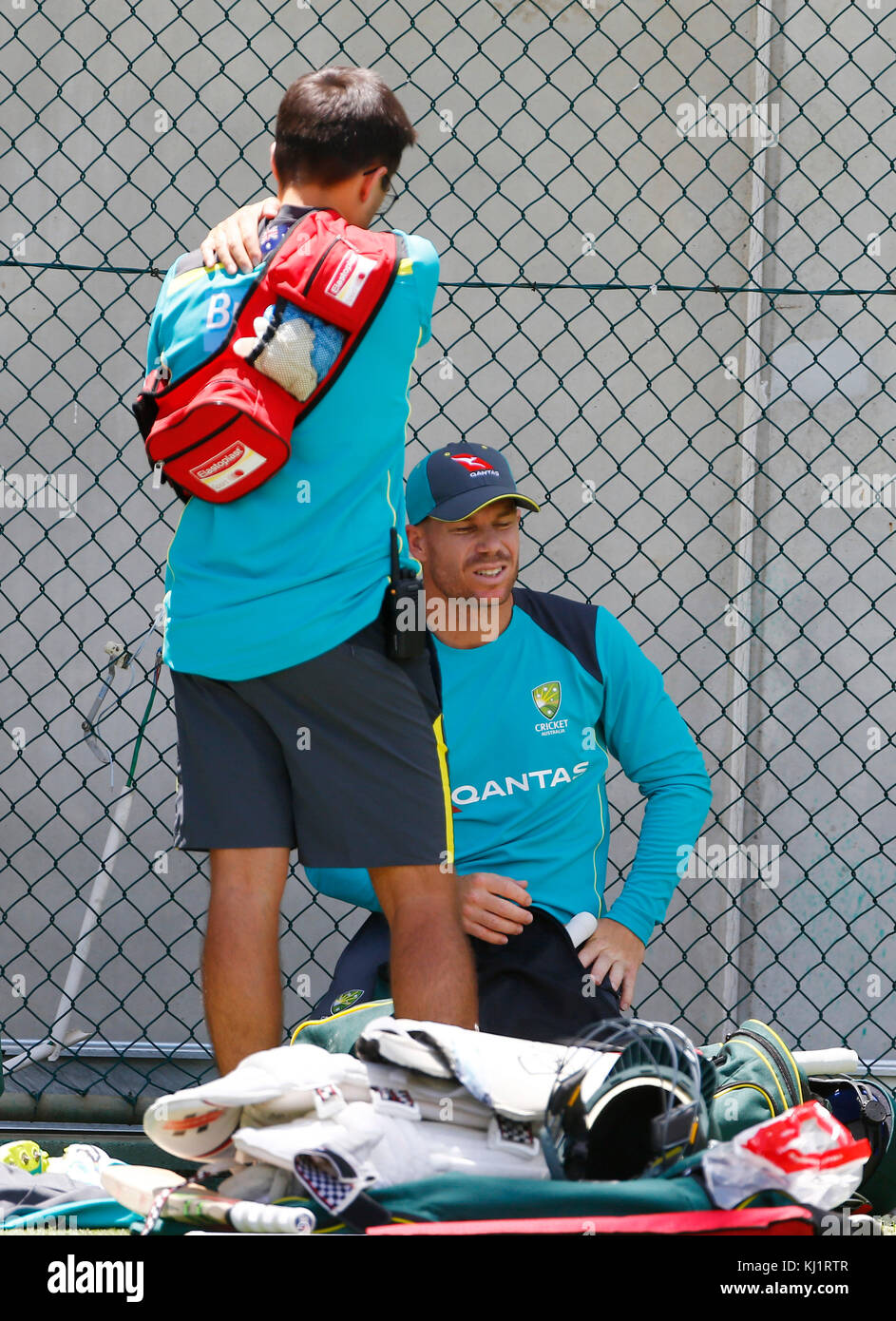 Australia's David Warner during a nets session at The Gabba, Brisbane ...